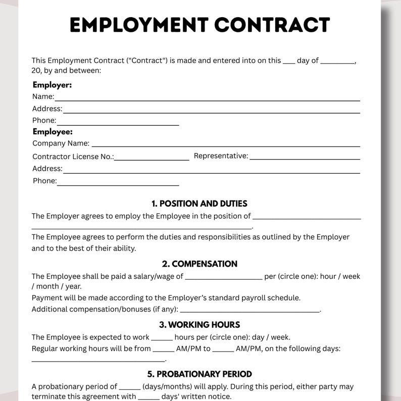 Employee Agreement, Employee Hiring, Employment Contract, Employer ...