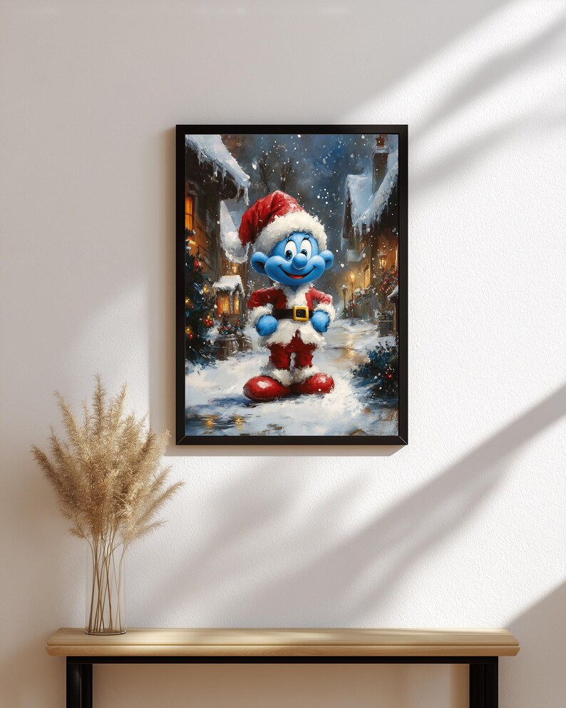 Smurfette in Santa Suit Christmas Art - Festive Cartoon Character ...
