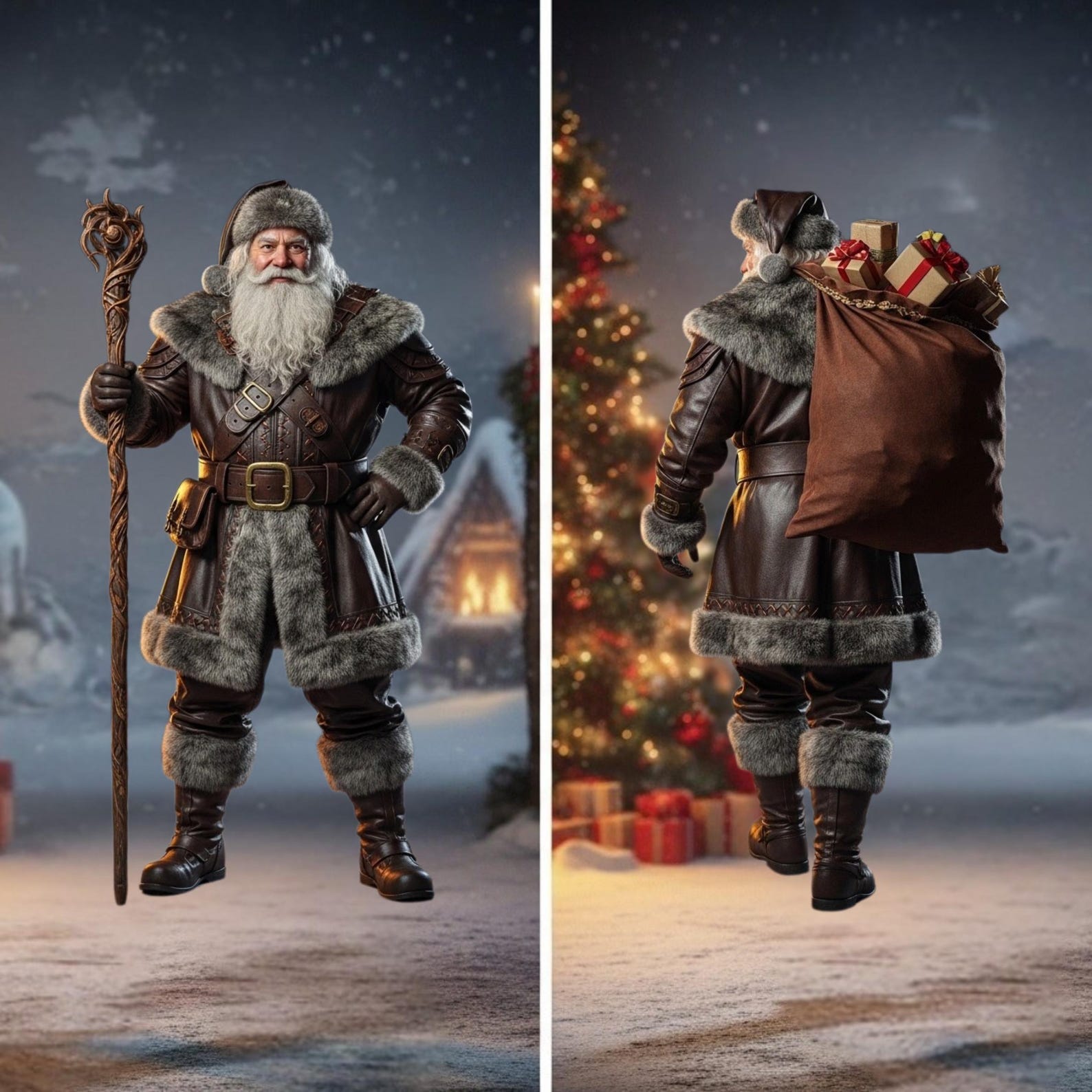 Genuine Leather Santa Outfit – Christmas Cosplay Coat - Etsy