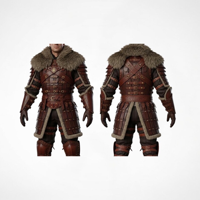 Viking Style Leather Armor – Full Body Set With Fur Trim - Etsy