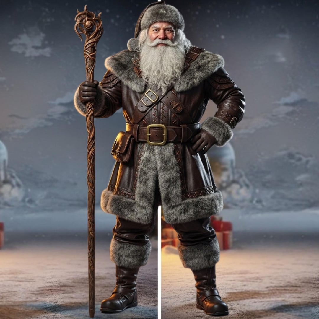 Genuine Leather Santa Outfit – Christmas Cosplay Coat - Etsy