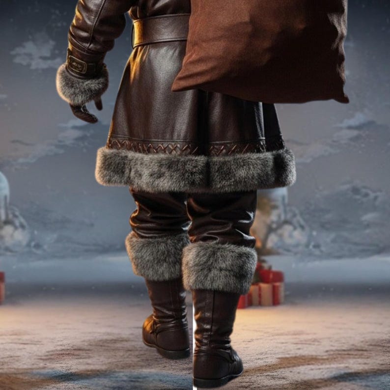 Genuine Leather Santa Outfit – Christmas Cosplay Coat - Etsy