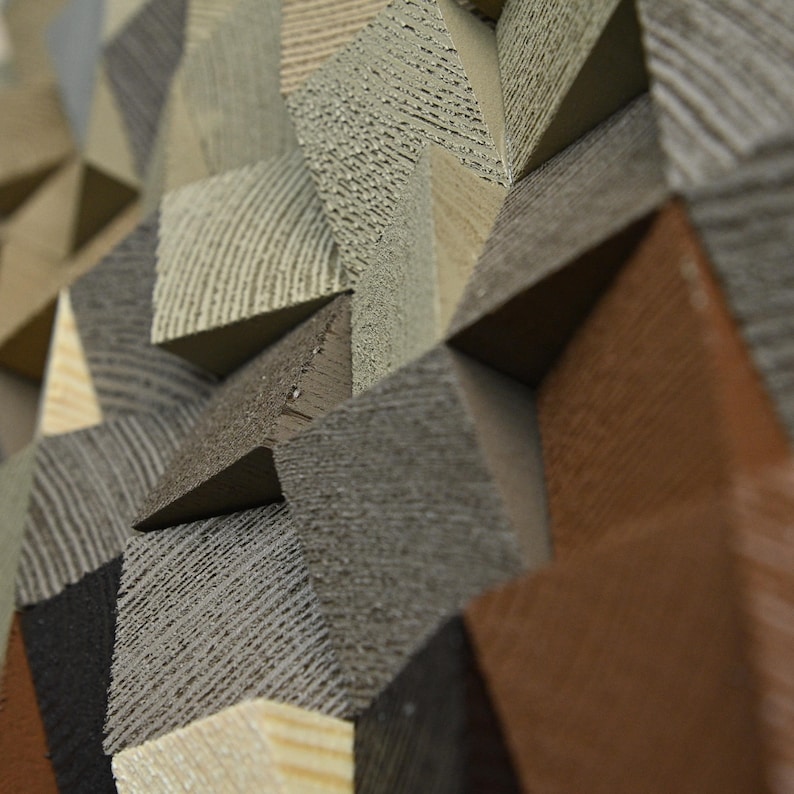 3D Geometric Wood Wall Art – Gradient Acoustic Panel, Handmade Textured ...