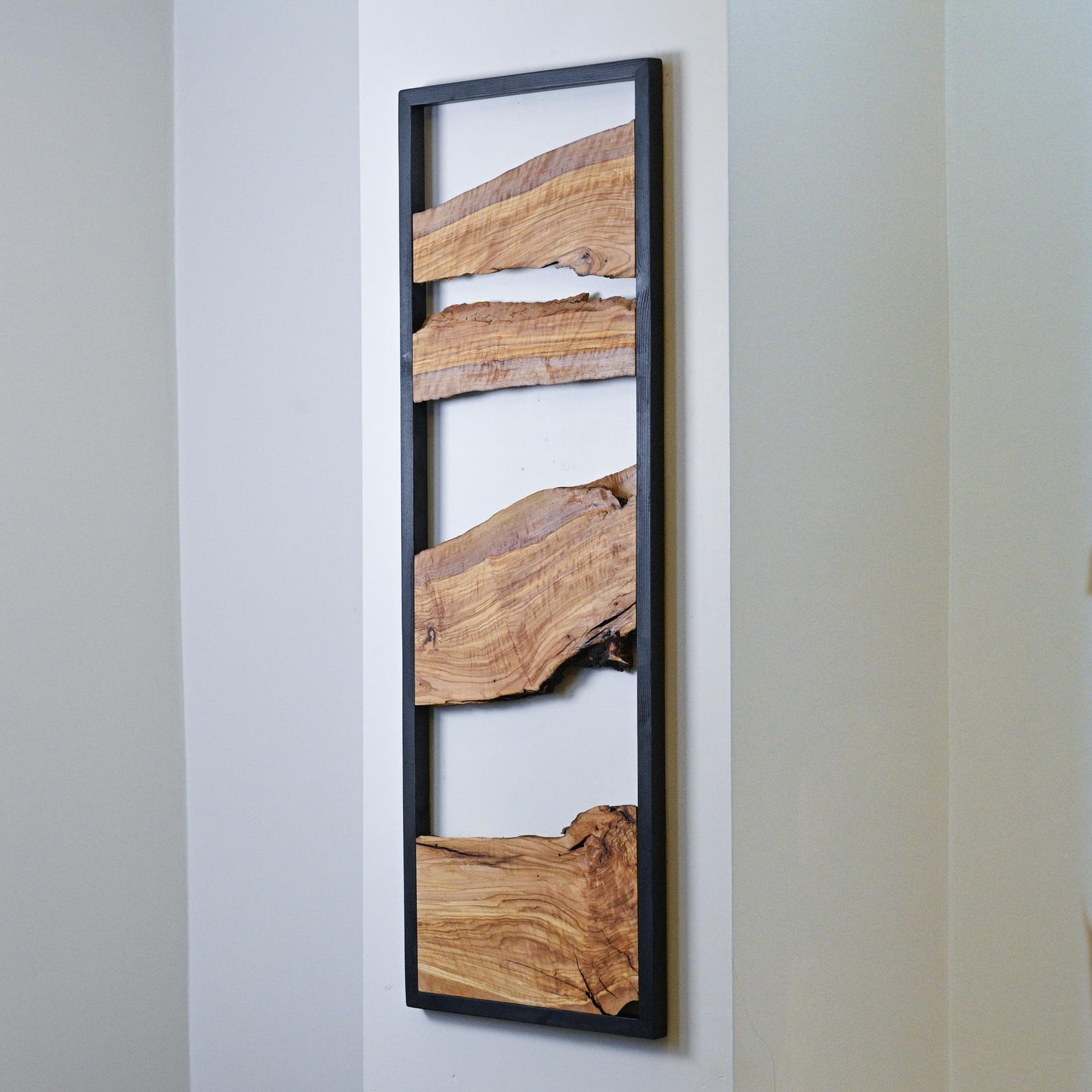 Vertical Olive Wood Wall Decor, Live Edge Panel, Large Wall Art ...