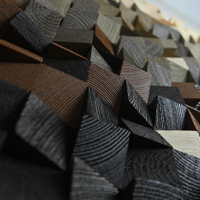 3D Geometric Wood Wall Art – Gradient Acoustic Panel, Handmade Textured ...