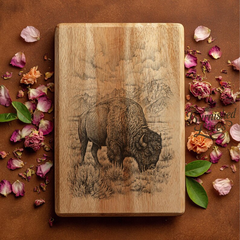 American Bison Stipple Art | Western Wildlife Engraving File | Laser ...