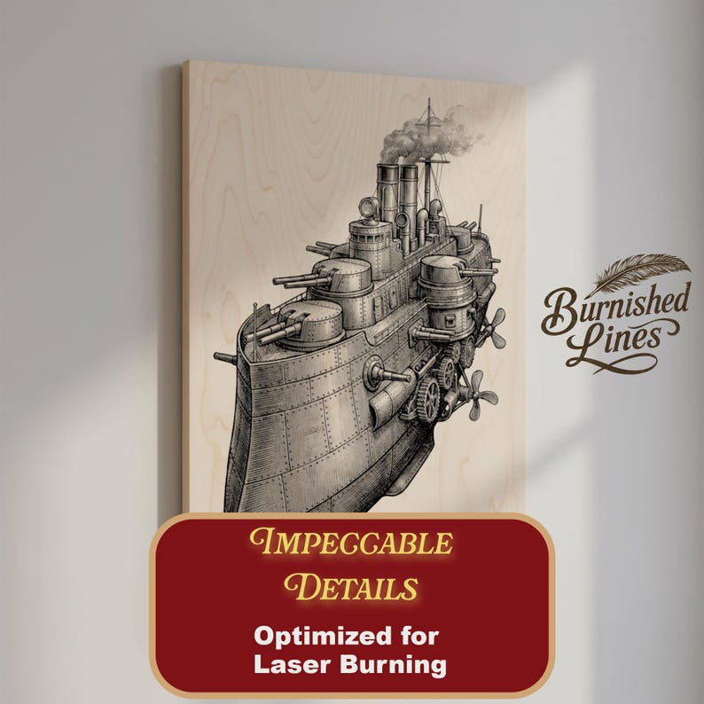 Ironclad Airship Graphic | Industrial Steampunk | Slate Laser Engraving ...