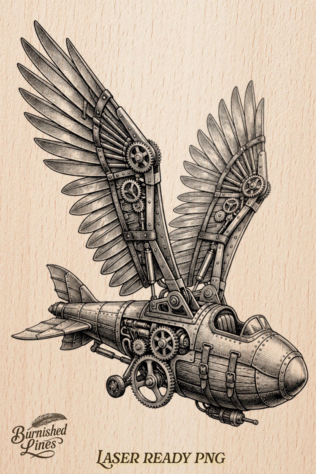 Mechanical Wing Plane | Da Vinci Style Flyer | Laser Etching File ...