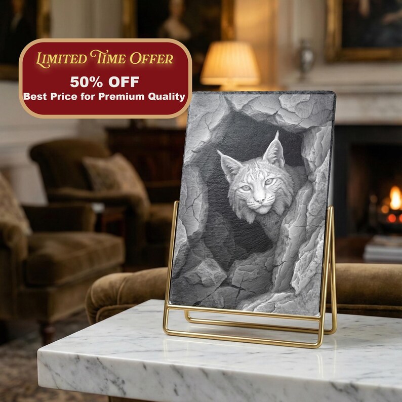 3D Lynx Cave Relief | Mountain Lion Engraving | Deep Etch File | Slate ...