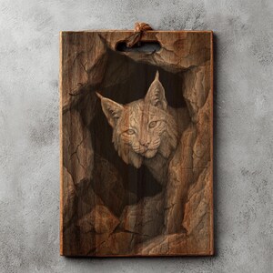 3D Lynx Cave Relief | Mountain Lion Engraving | Deep Etch File | Slate ...