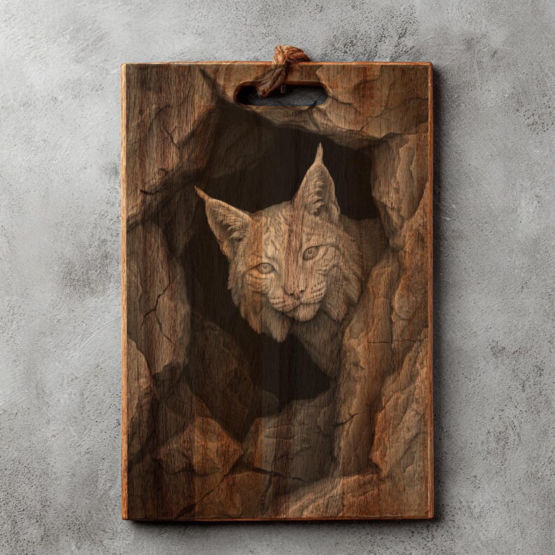 3D Lynx Cave Relief | Mountain Lion Engraving | Deep Etch File | Slate ...
