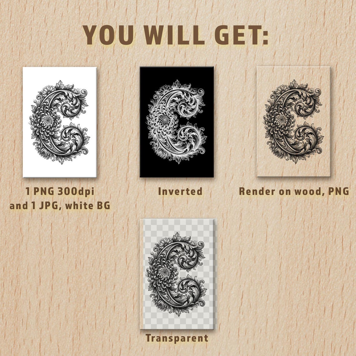 Ornate Letter C | Chrysanthemum Flower Sketch | Charcuterie Board ...