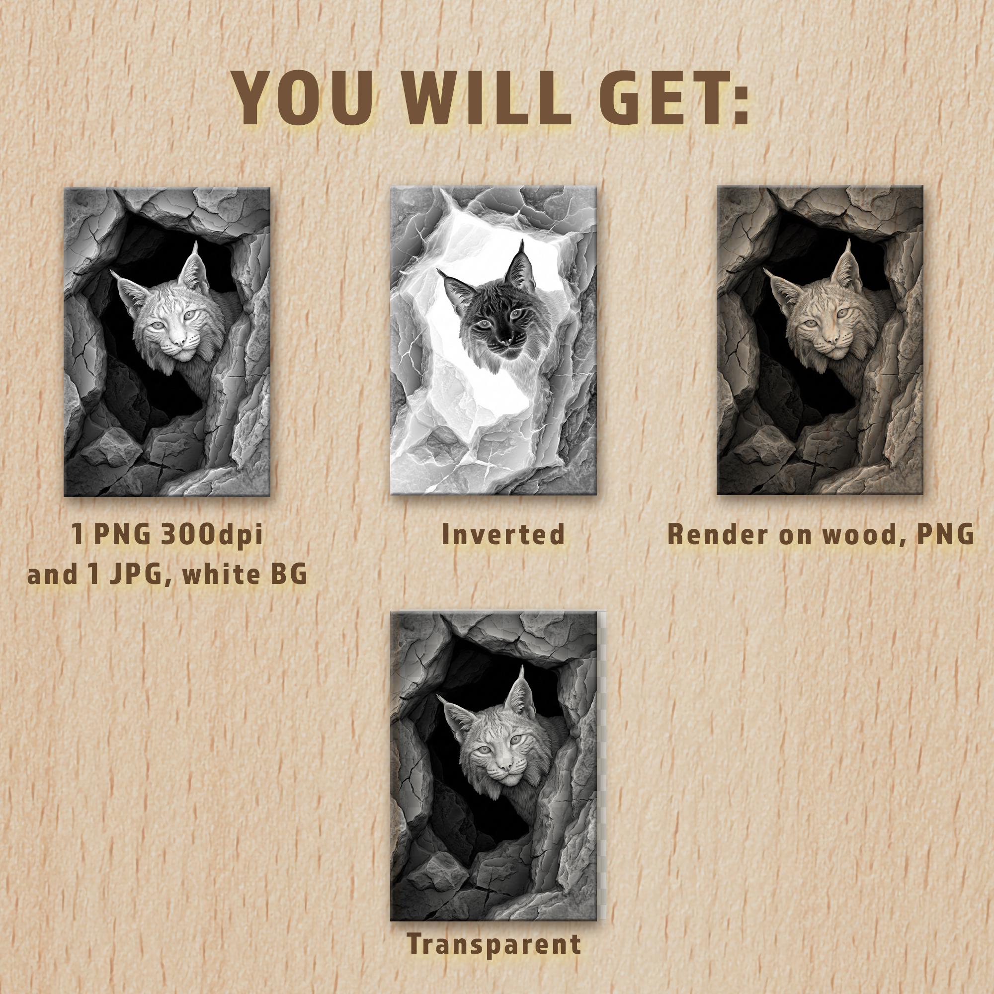 3D Lynx Cave Relief | Mountain Lion Engraving | Deep Etch File | Slate ...