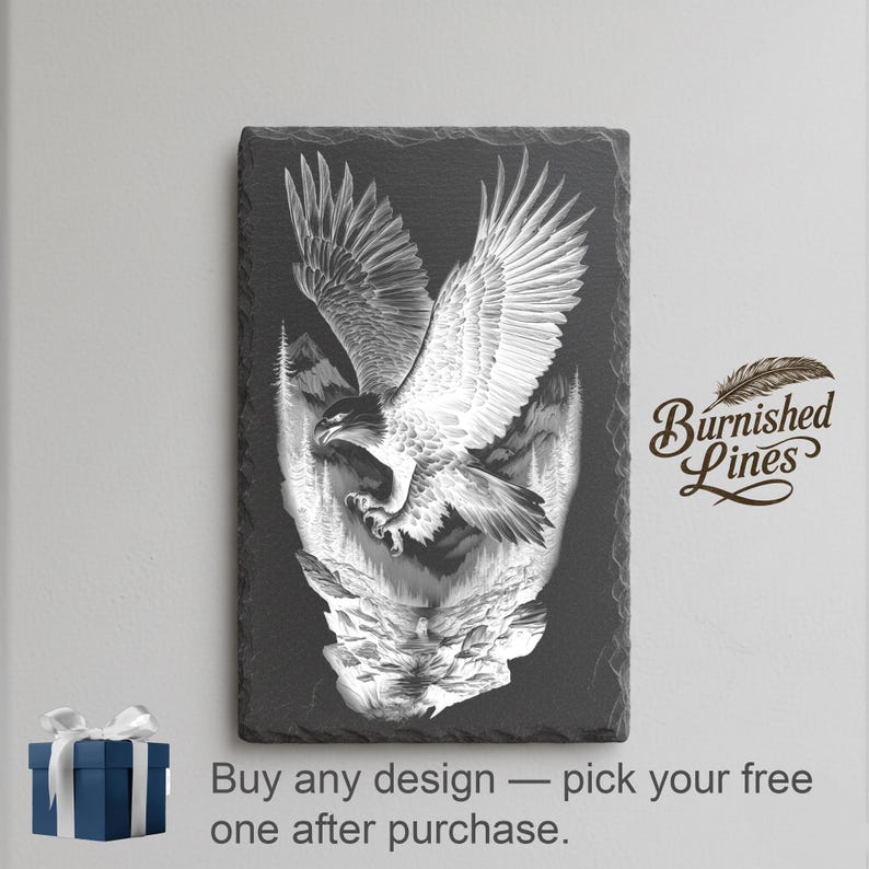 Eagle Landing Laser Engraving File for Wood Burning | Wildlife Art ...