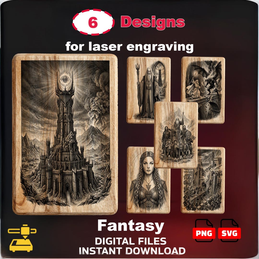 Fantasy Epic PNG Laser Bundle | Wood Slate Plaque Coaster Sign | Xtool ...