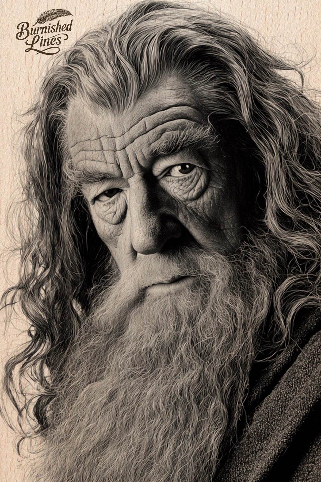 Wizard Portrait PNG | Dithered Laser Engraving File - Etsy