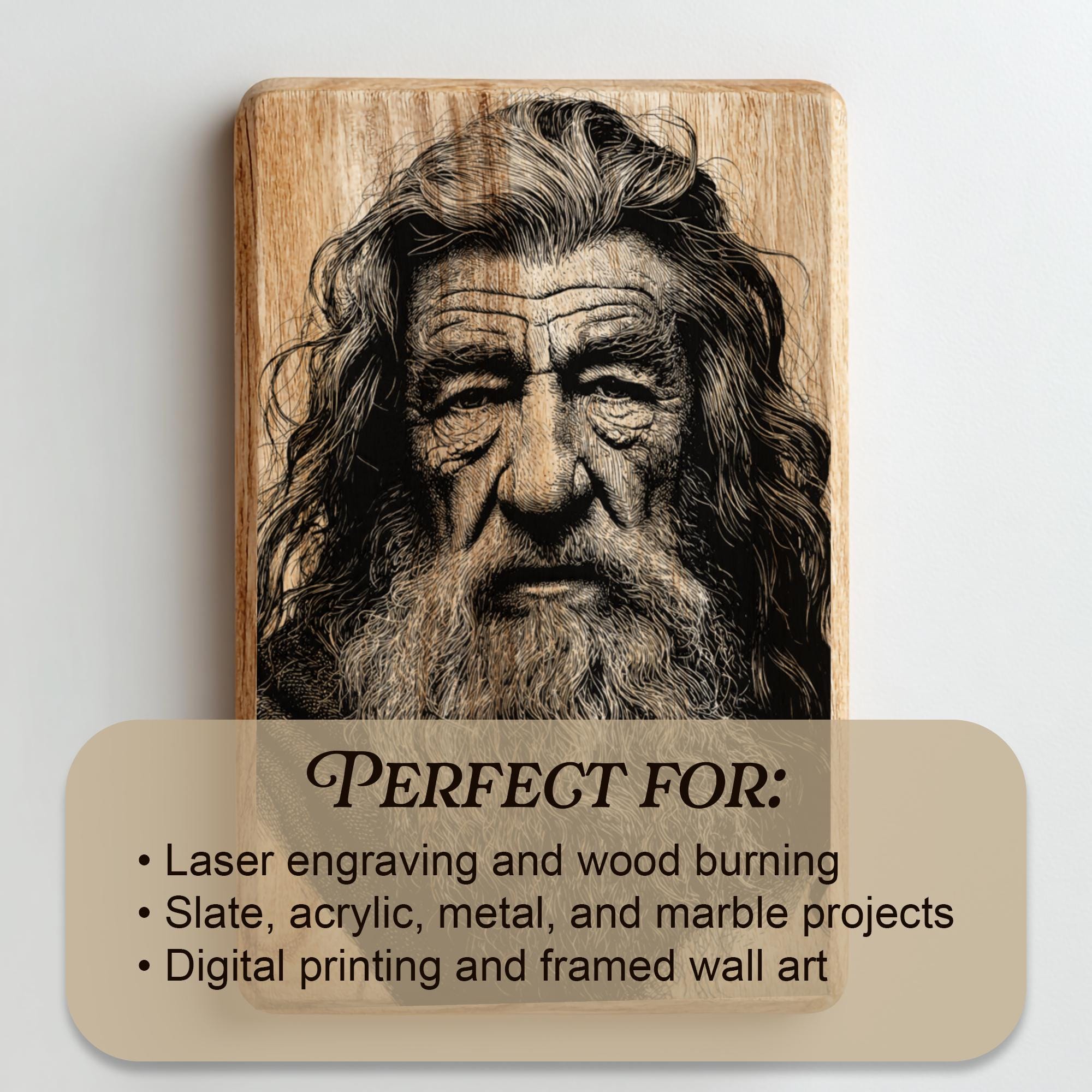 Wizard Portrait Dithered PNG | Laser Engraving File, Pyrography - Etsy