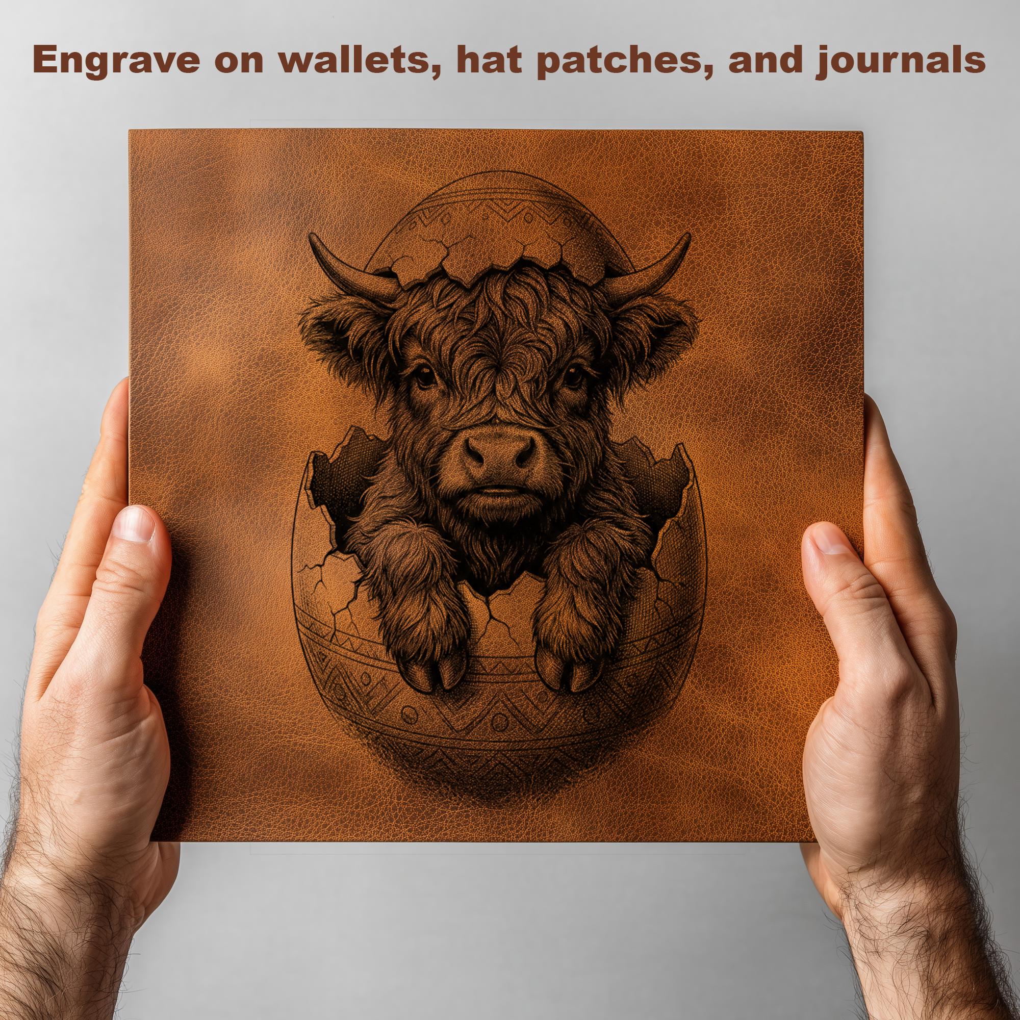 Hatching Highland Cow | Spring Decor Plaque | Laser Engraving Art ...
