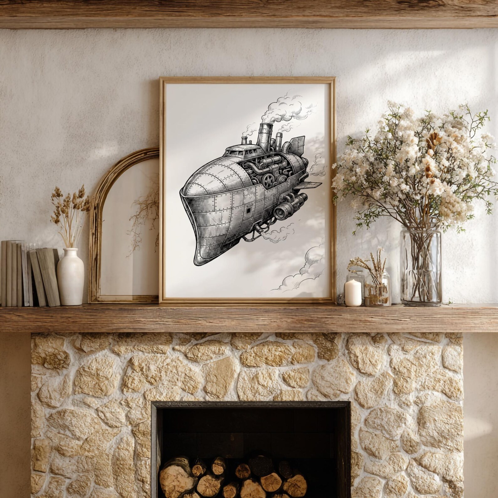 Steampunk Blueprint Art | Mechanical Cutaway | Laser Engraver File ...