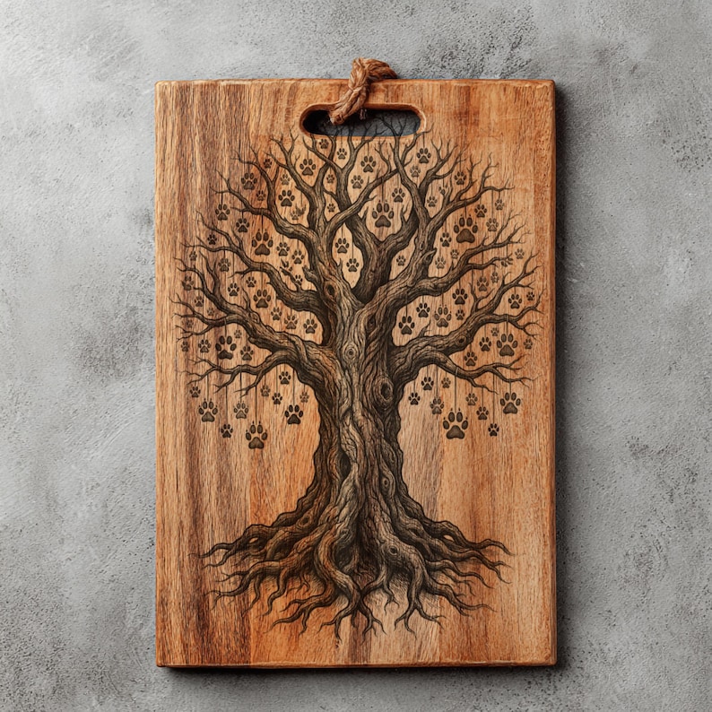 Tree of Life With Paws | Pet Memorial Art | Laser Engrave File | Wood ...