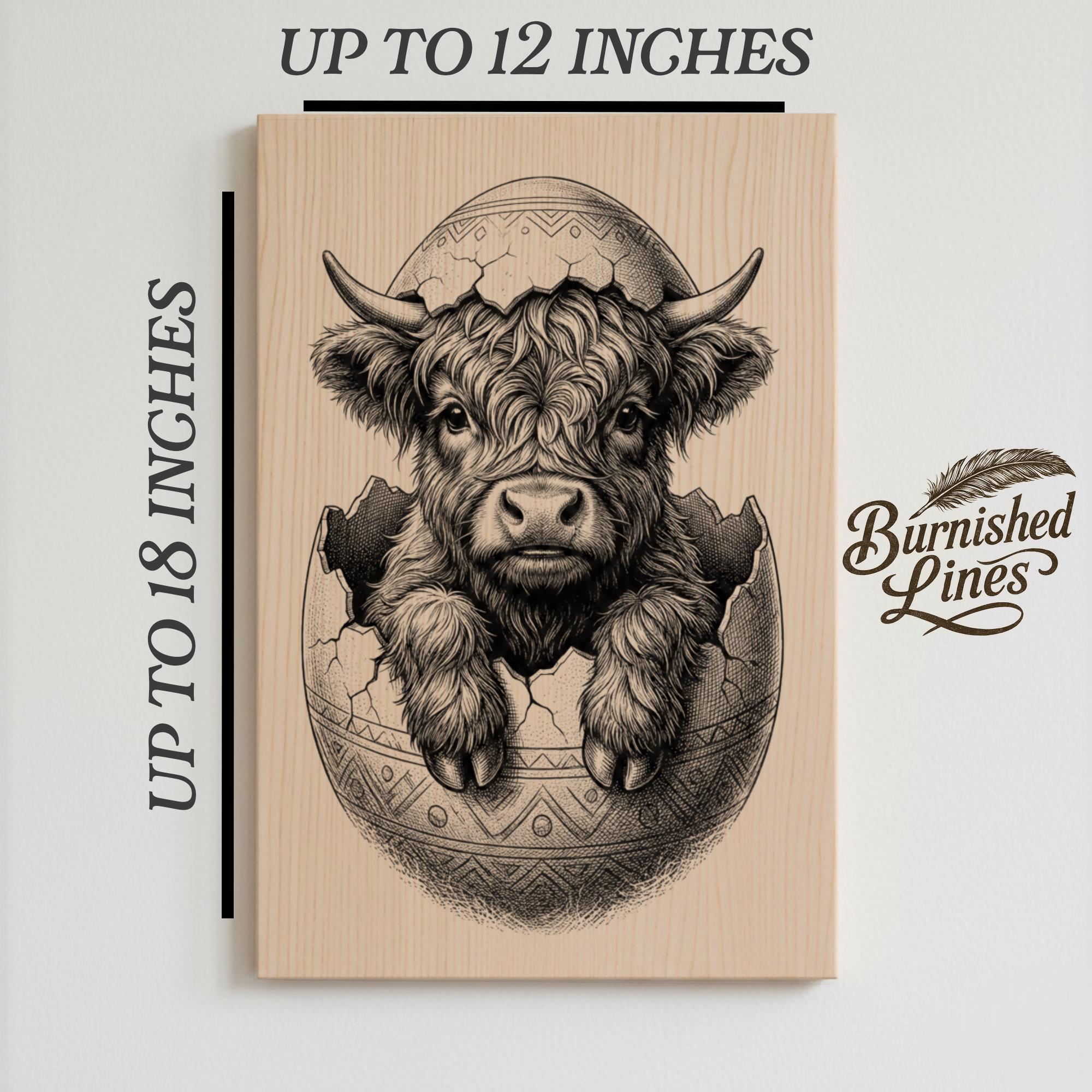Hatching Highland Cow | Spring Decor Plaque | Laser Engraving Art ...