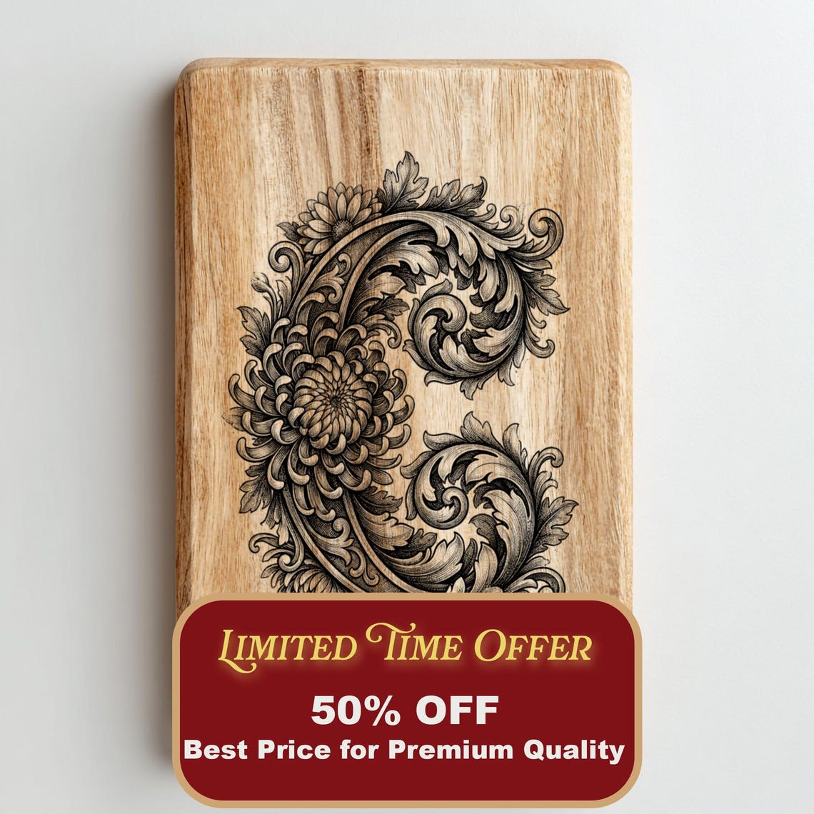 Ornate Letter C | Chrysanthemum Flower Sketch | Charcuterie Board ...