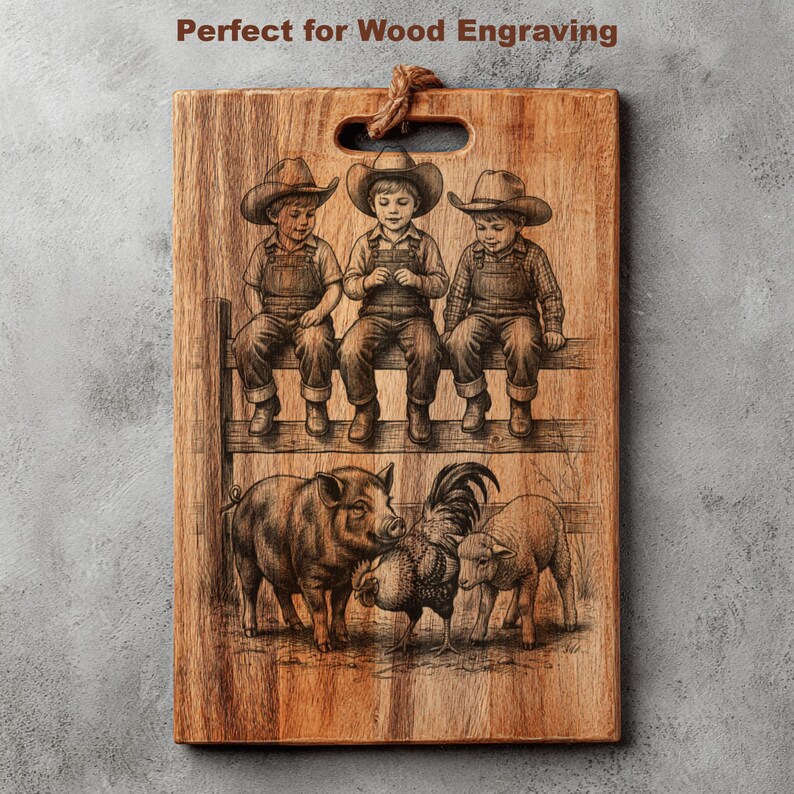 Cowboy Boys Farm Animals PNG Laser File | Wood Slate Plaque Sign ...