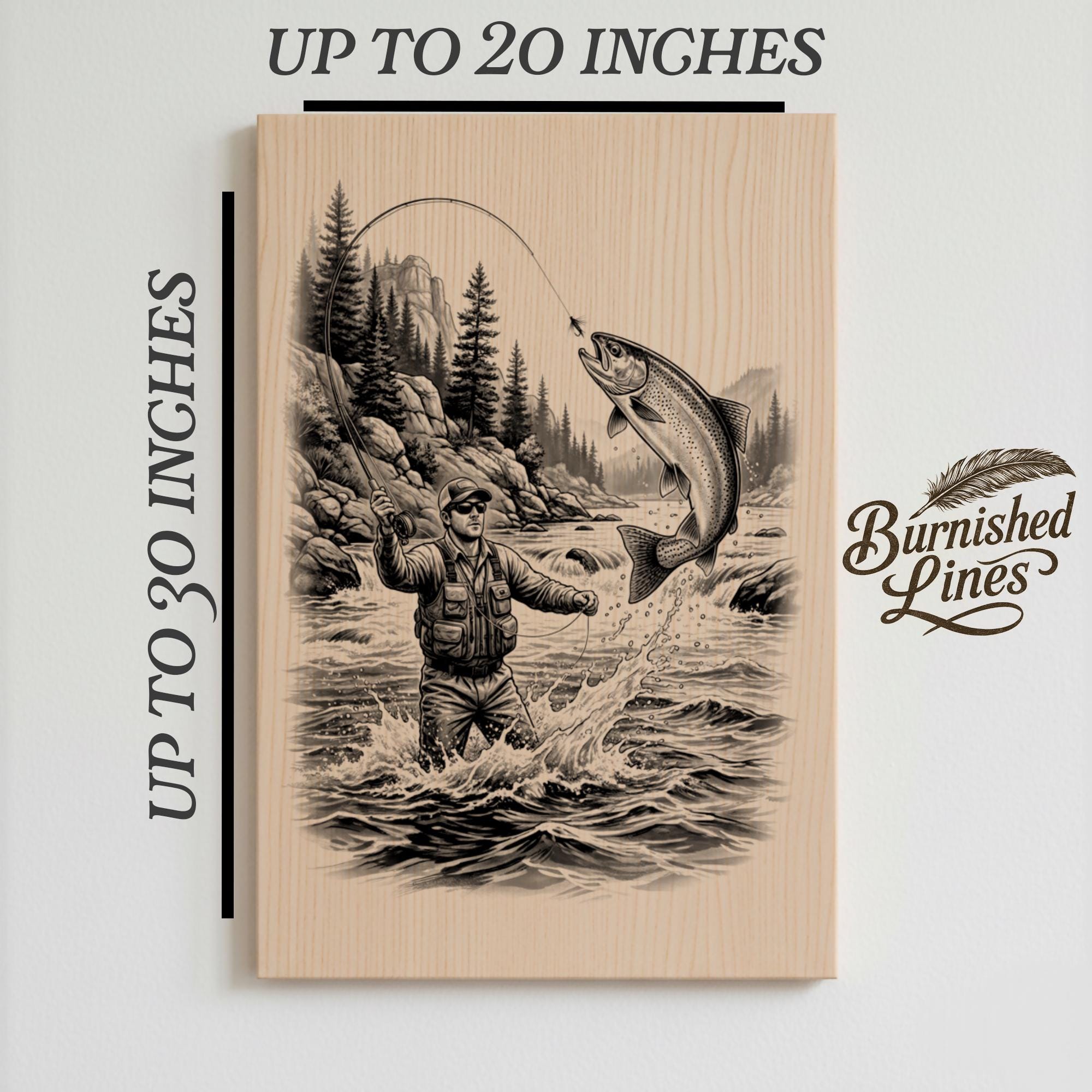 Fly Fishing Trout Stream | Box Lid Engraving | Pyrography Pattern ...
