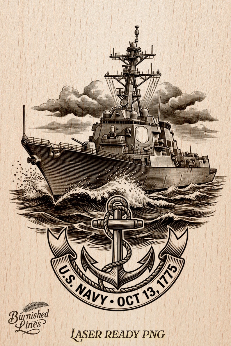 US Navy Destroyer Laser File | Warship Anchor Art | Military ...