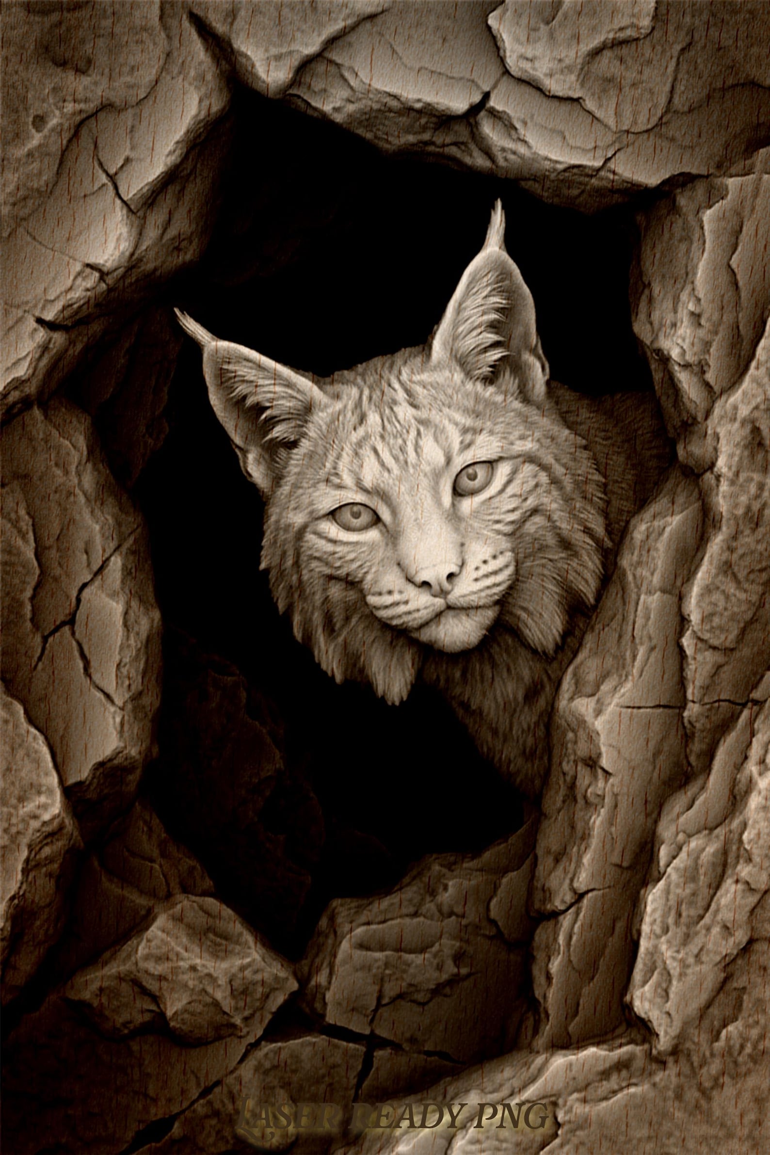3D Lynx Cave Relief | Mountain Lion Engraving | Deep Etch File | Slate ...