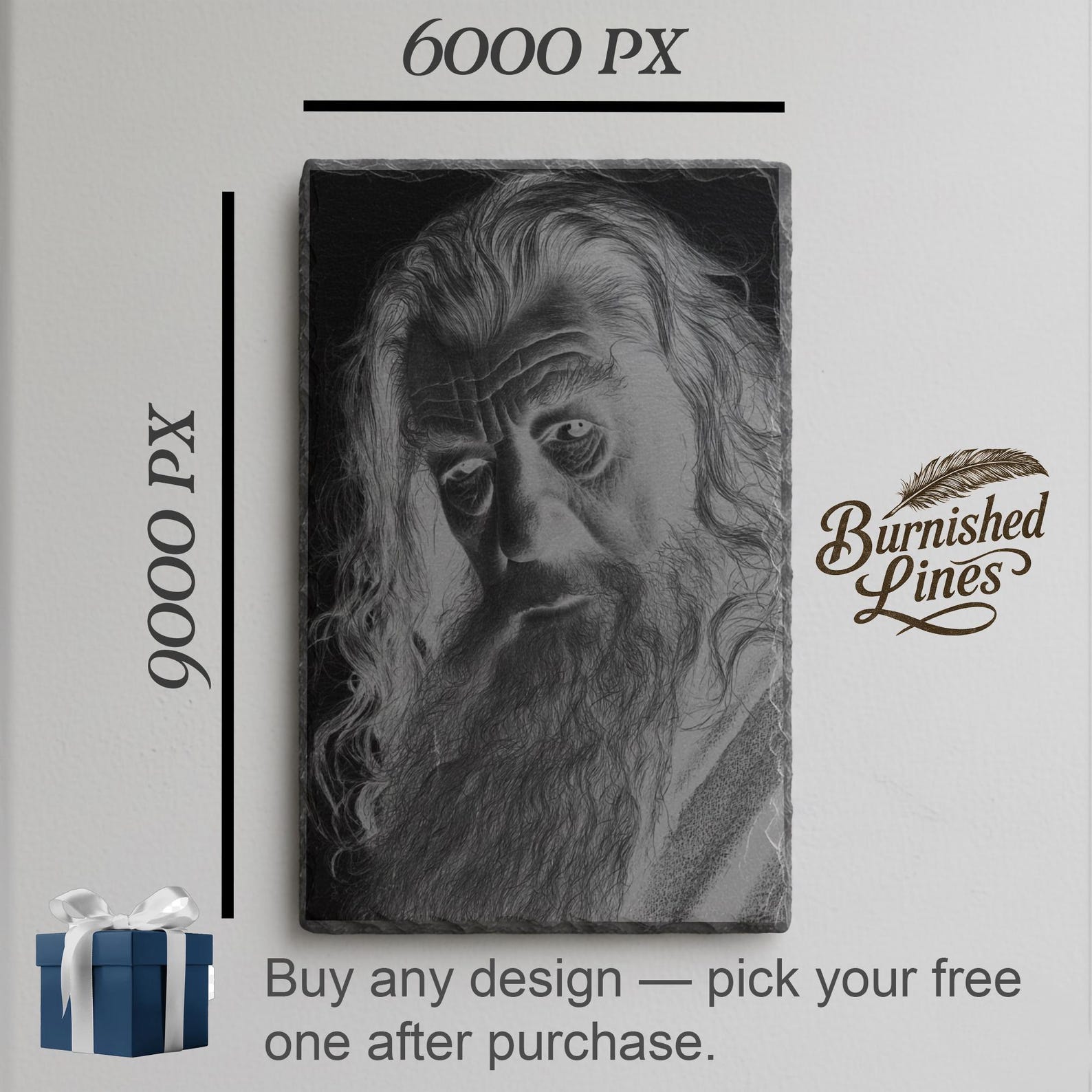 Wizard Portrait PNG | Dithered Laser Engraving File - Etsy
