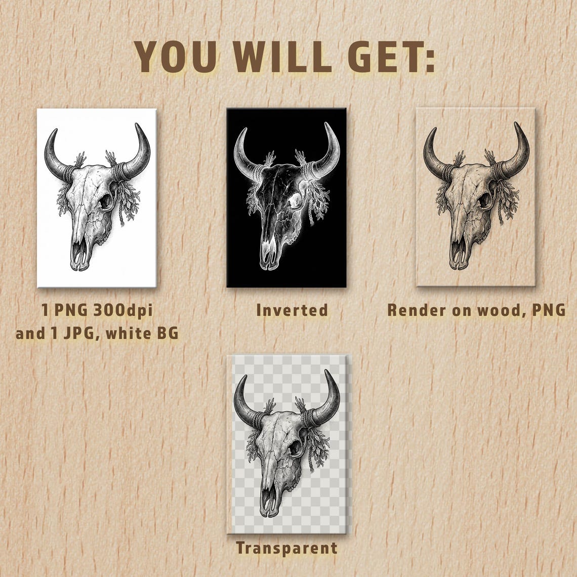 Western Bull Skull | Boho Wall Decor | Laser Engraving File | Rustic ...
