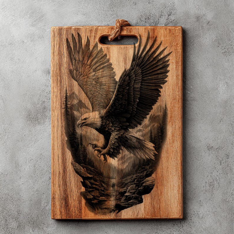 Eagle Landing Laser Engraving File for Wood Burning | Wildlife Art ...