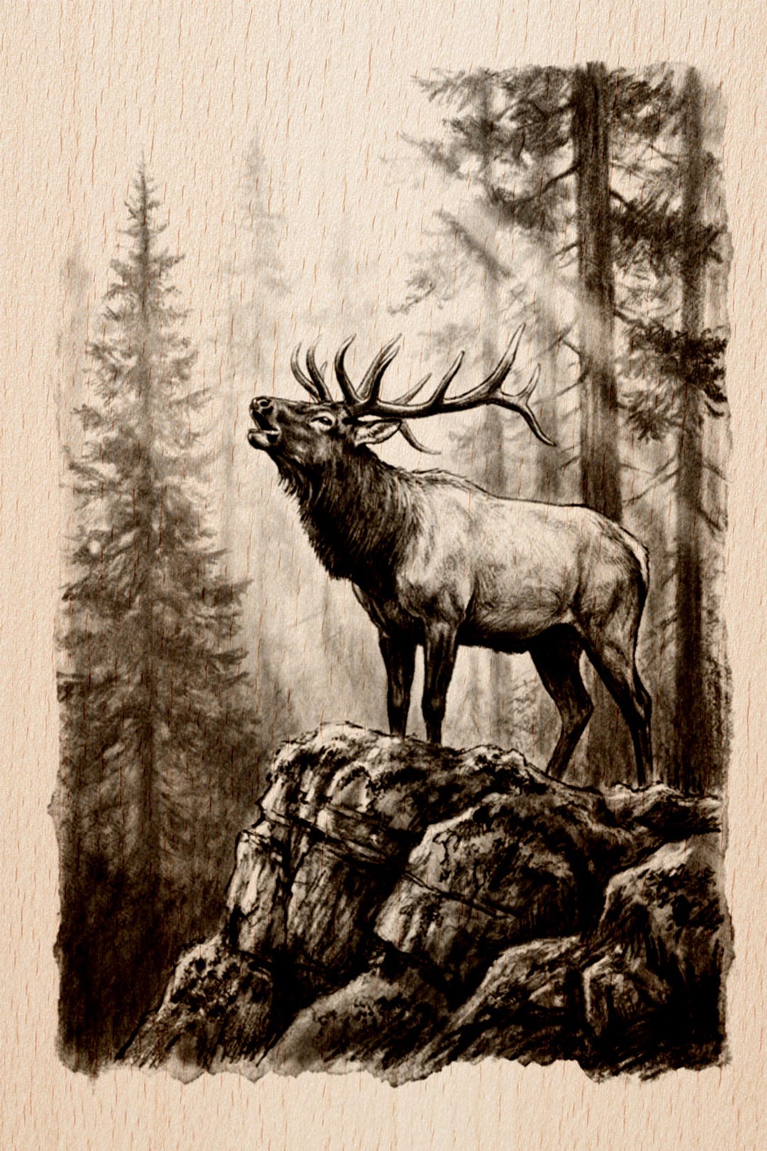 Bugling Elk Engraving | Wildlife Laser Cut File (PNG JPG) - Etsy
