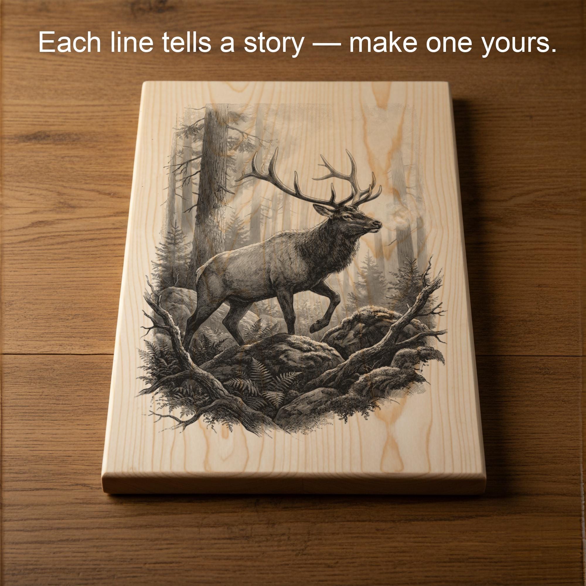 Bull Elk Forest | Wildlife Hunting Decor | Laser Ready Art | Slate ...
