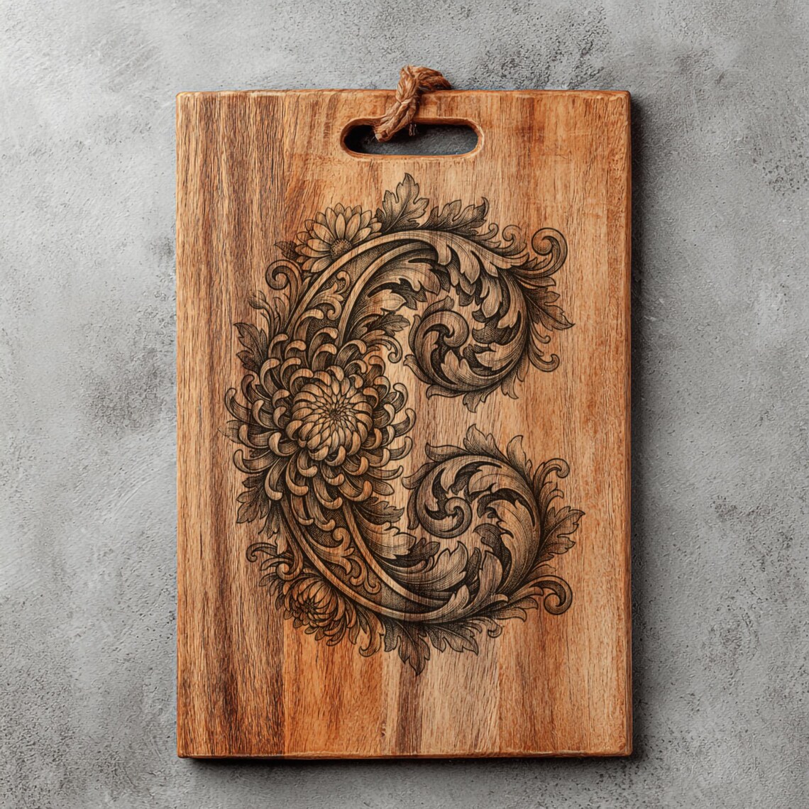 Ornate Letter C | Chrysanthemum Flower Sketch | Charcuterie Board ...