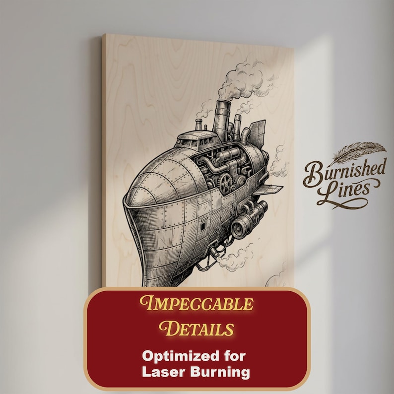 Steampunk Blueprint Art | Mechanical Cutaway | Laser Engraver File ...