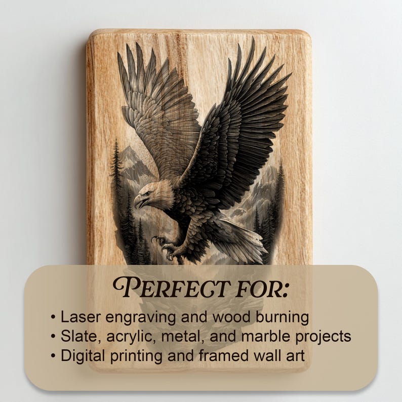 Eagle Landing Laser Engraving File for Wood Burning | Wildlife Art ...