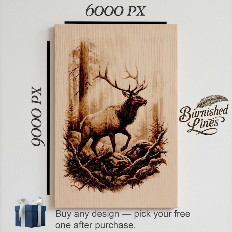 Bull Elk Forest | Wildlife Hunting Decor | Laser Ready Art | Slate ...
