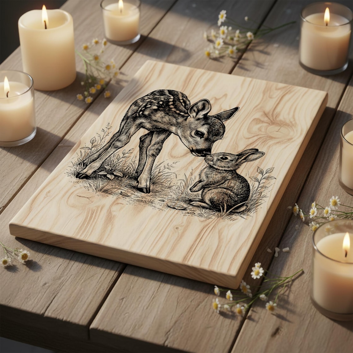 Fawn and Rabbit | Woodland Nursery Decor | Laser Engrave File | Cute ...