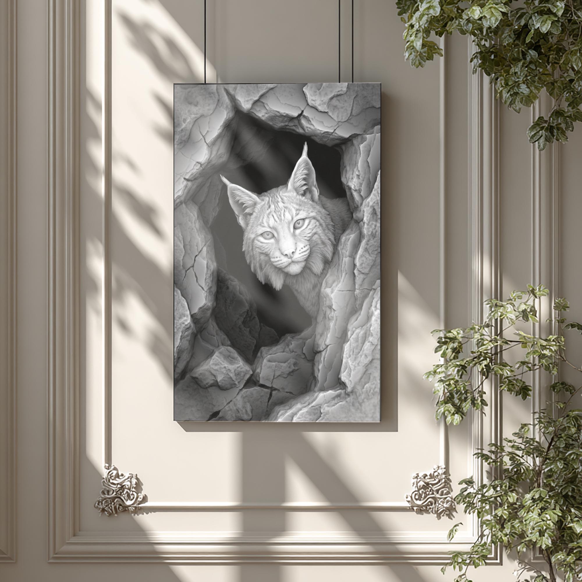 3D Lynx Cave Relief | Mountain Lion Engraving | Deep Etch File | Slate ...