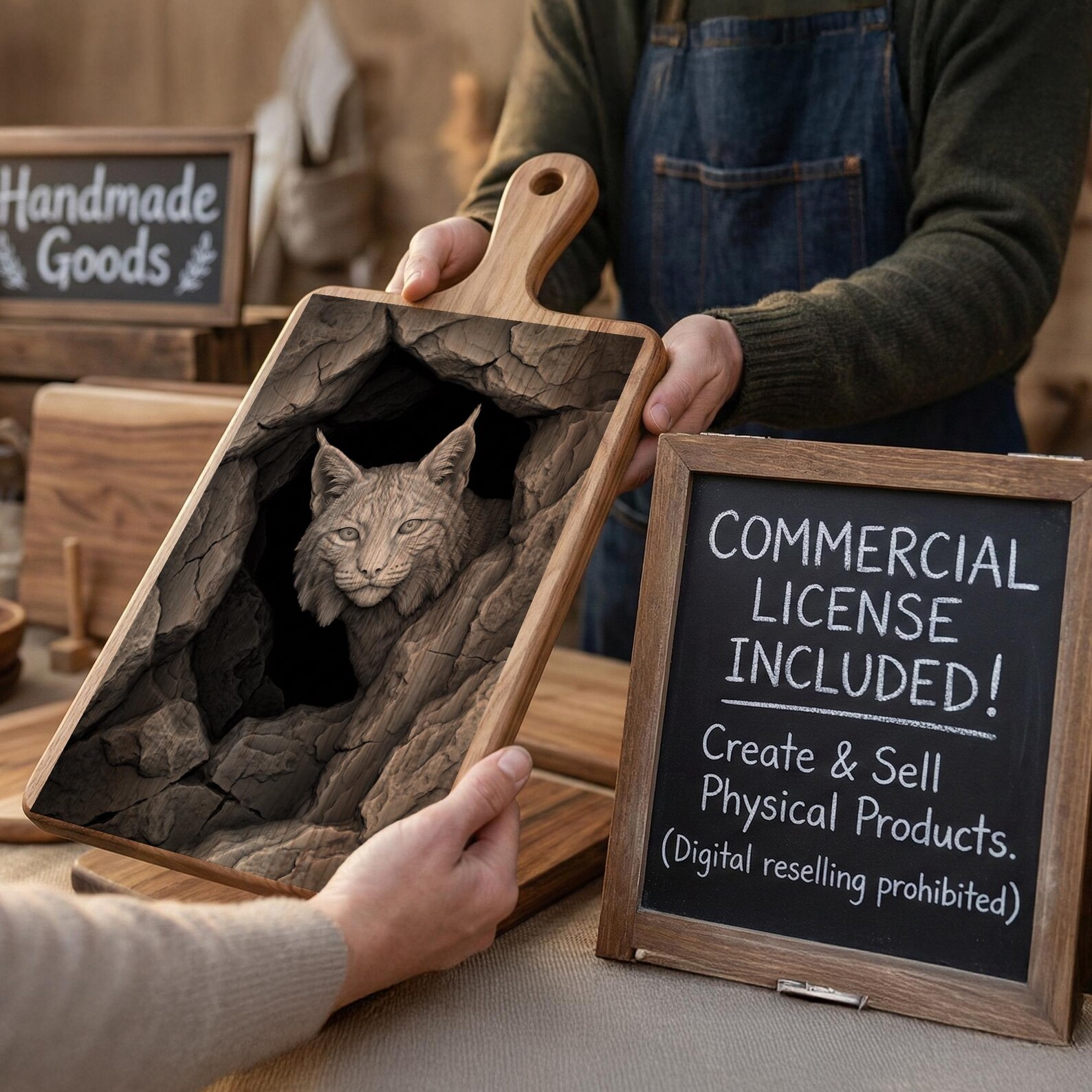 3D Lynx Cave Relief | Mountain Lion Engraving | Deep Etch File | Slate ...