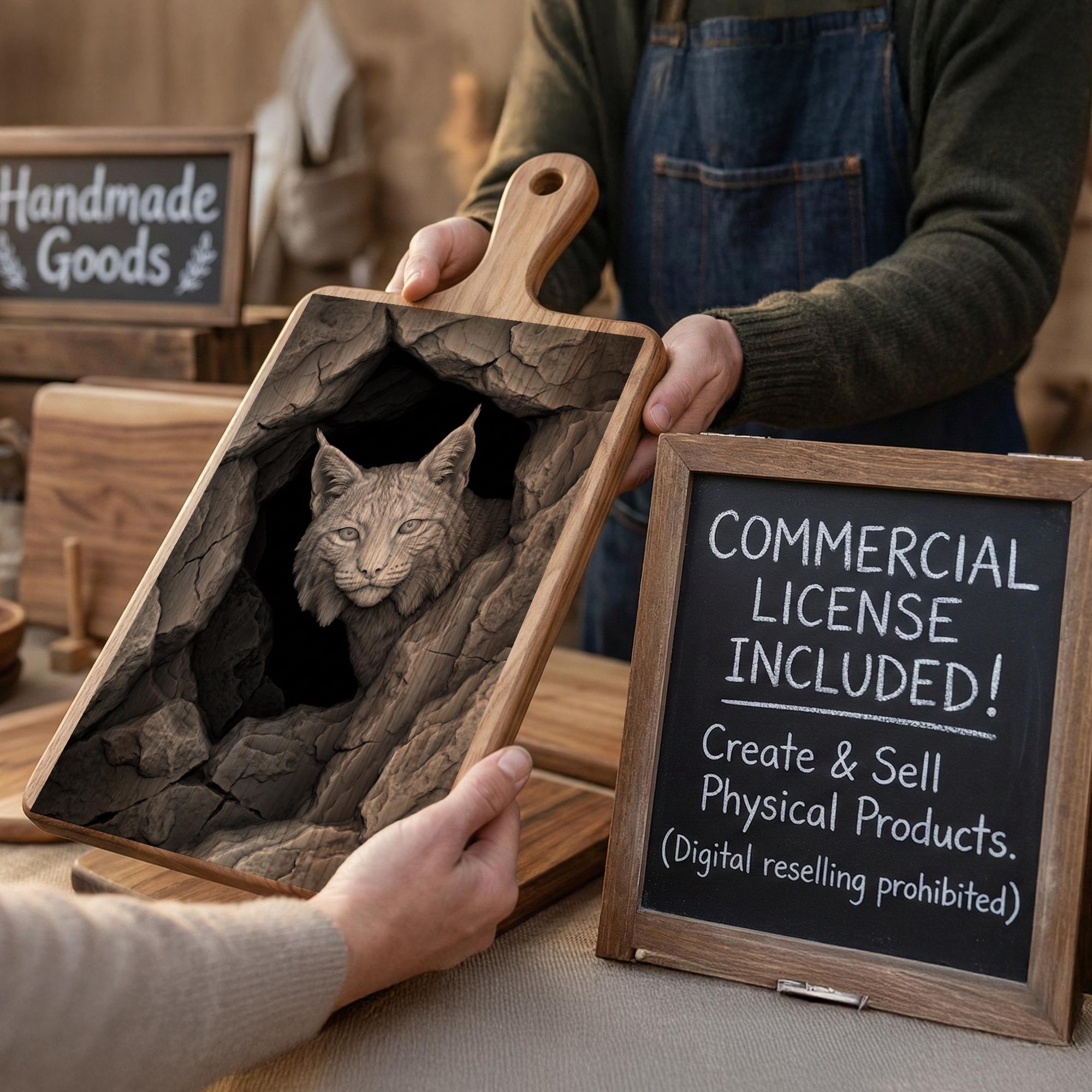 3D Lynx Cave Relief | Mountain Lion Engraving | Deep Etch File | Slate ...