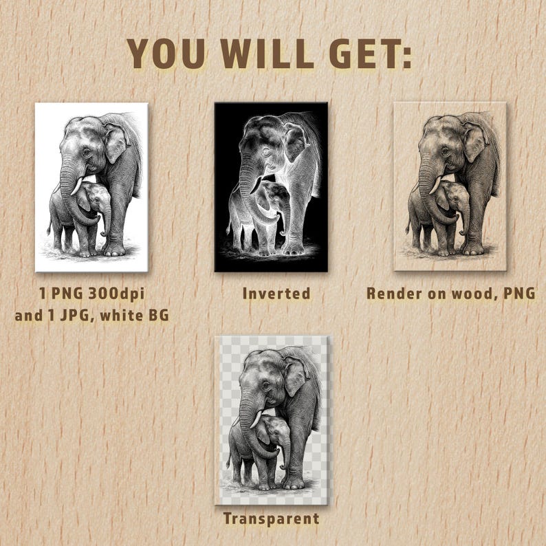 Elephant Mother and Baby Sketch | Slate Coaster & Nursery Decor | Laser ...