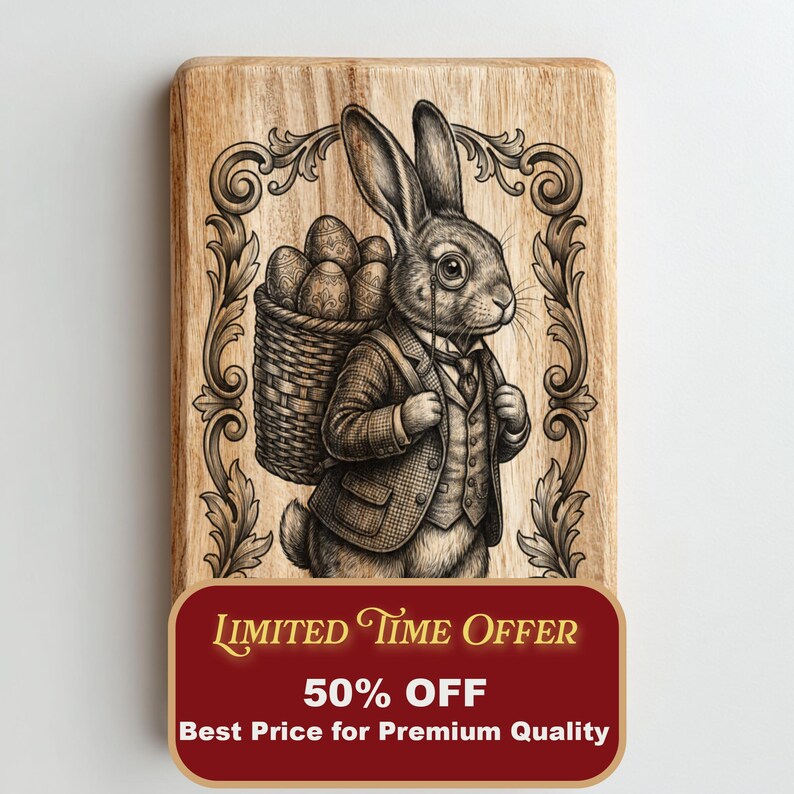 Vintage Dapper Bunny Easter Egg Basket | Wood Plaque Design | Glowforge ...