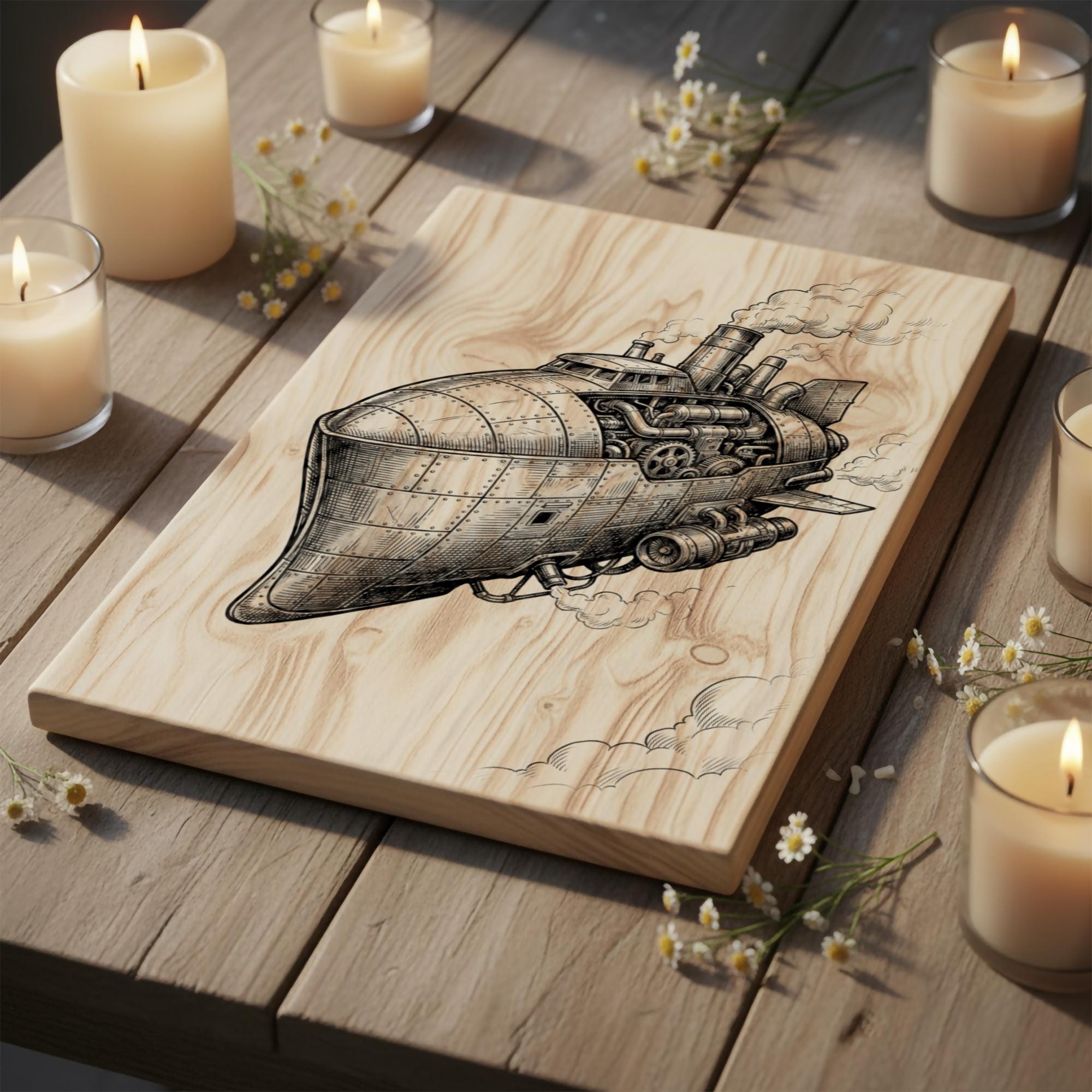 Steampunk Blueprint Art | Mechanical Cutaway | Laser Engraver File ...