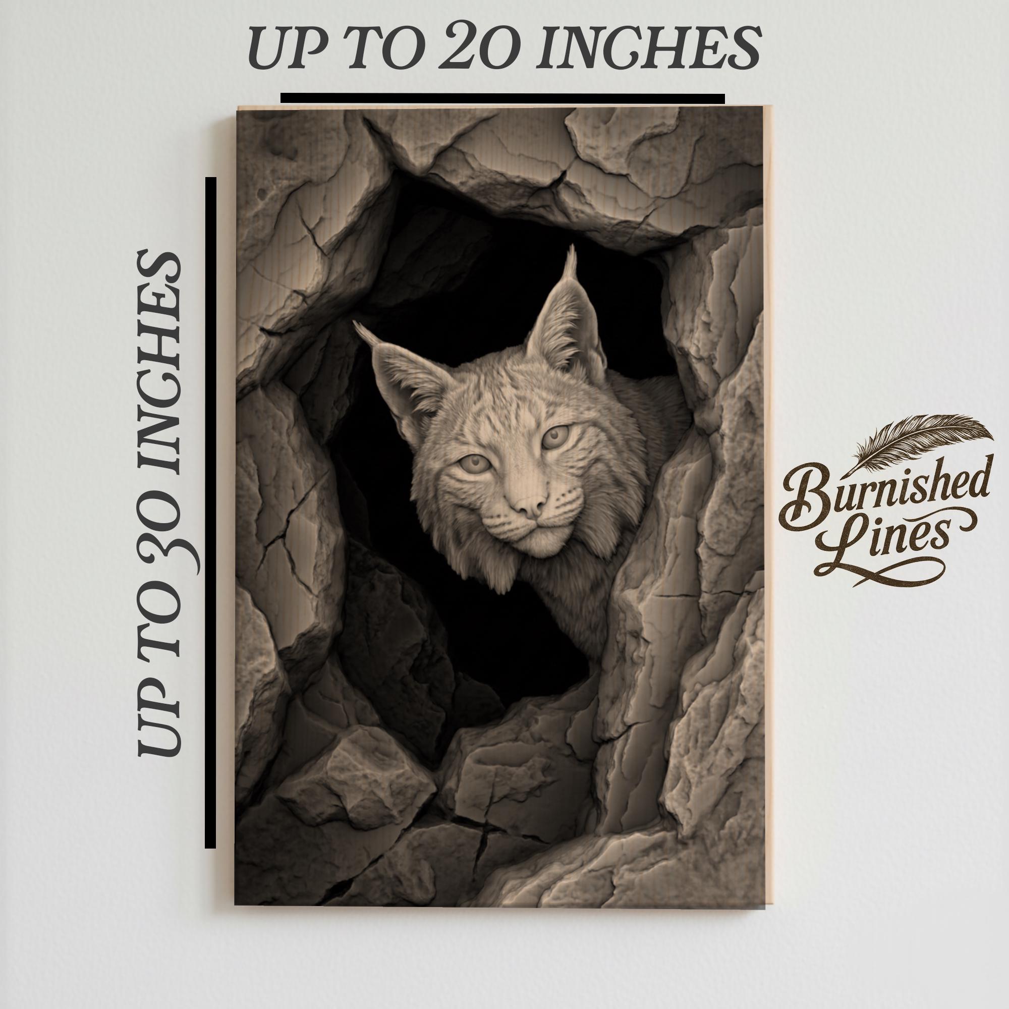 3D Lynx Cave Relief | Mountain Lion Engraving | Deep Etch File | Slate ...