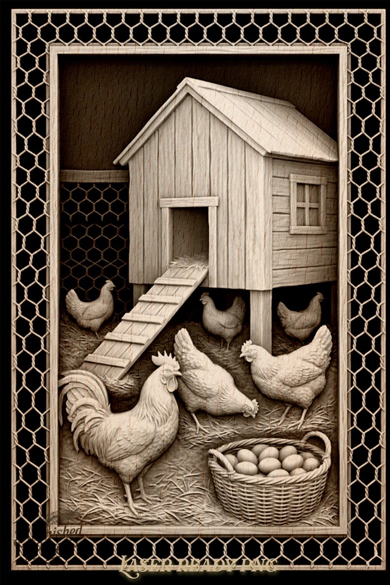 Chicken Coop Depth Map | 3D Laser Engraving | CNC Router Relief File ...
