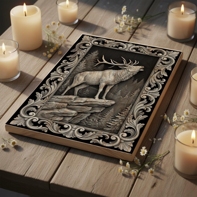 3D Elk Depth Map | Stag Laser Engraving File | CNC Relief Carving Model ...
