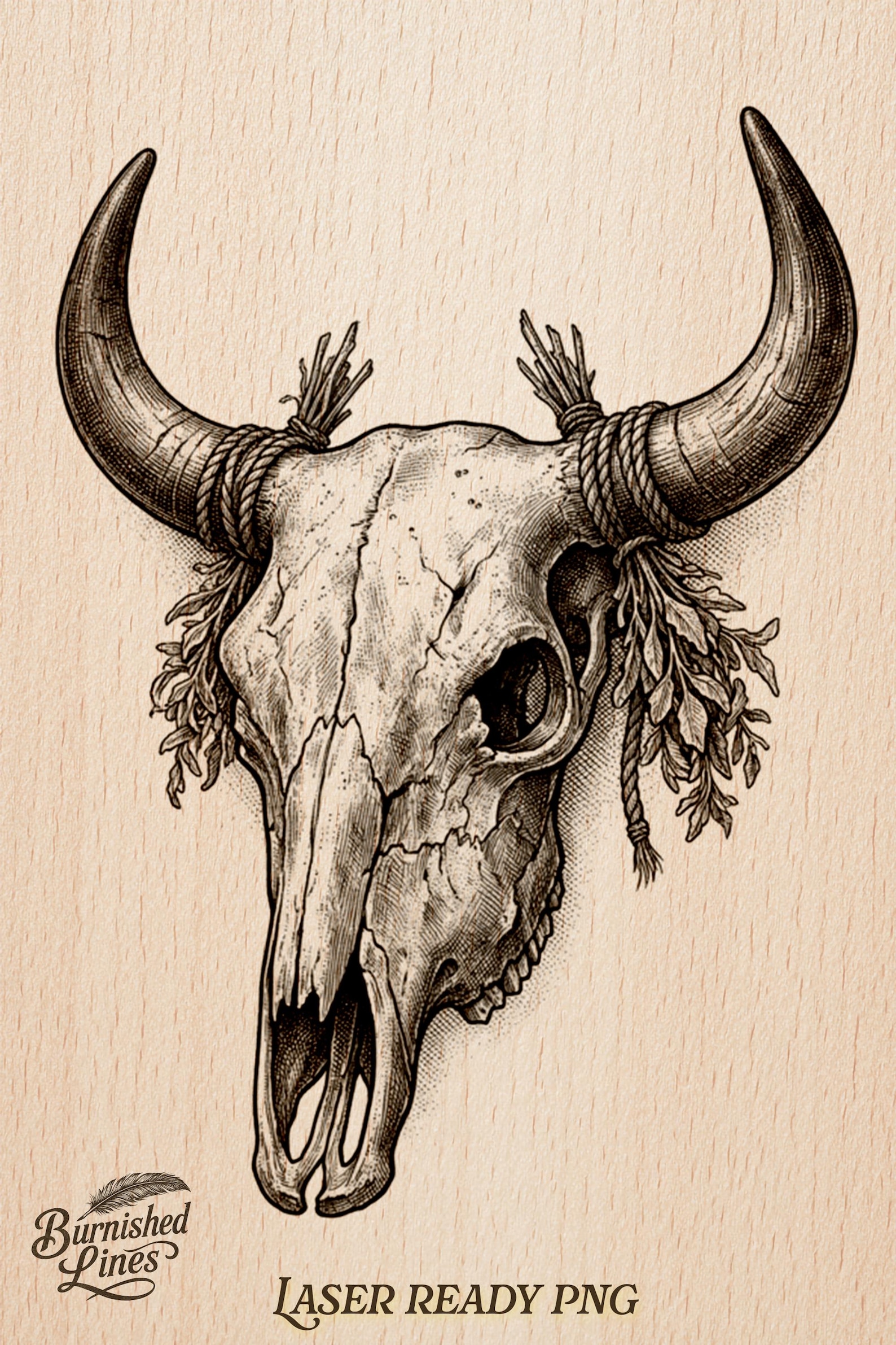 Western Bull Skull | Boho Wall Decor | Laser Engraving File | Rustic ...